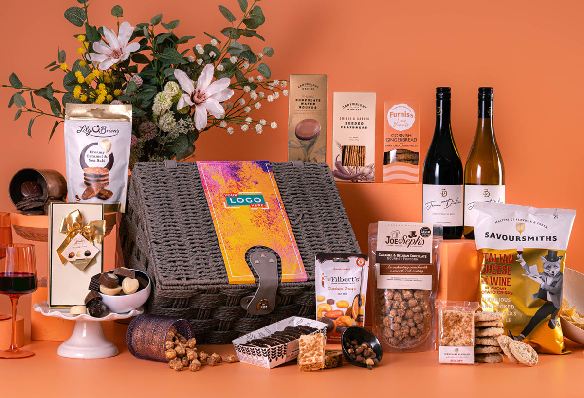 The Deluxe Collection Branded Hamper – Peach Hampers