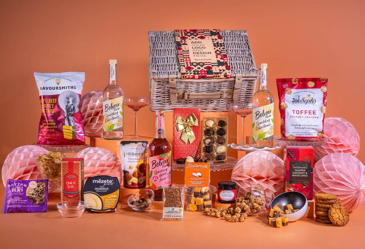 The Celebration Bespoke Branded Hamper – Peach Hampers