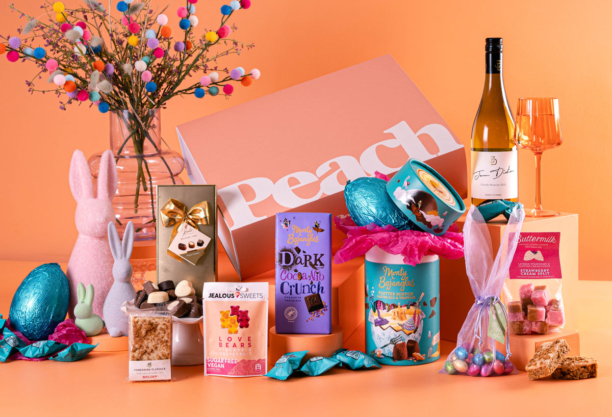 The Eggstra Special Easter Hamper with White Wine – Peach Hampers